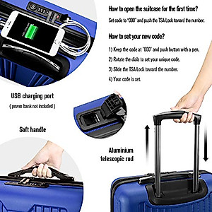 DON PEREGRINO Carry on Luggage 22x14x9 Airline Approved Suitcase with TSA Lock & USB Charger, Hardside Carry on Suitcase with 4 Double Wheels, 5.7lb Lightweight Maletas de Viaje