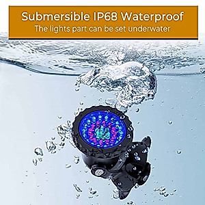 Solar Fountain Lights, RGB Spot Lights for Yard, Color Changing Pond Lights, IP68 Waterproof Underwater Spotlights Outdoor Landscape Lights for Halloween House Garden Pathway Tree Flag, 4 Lights