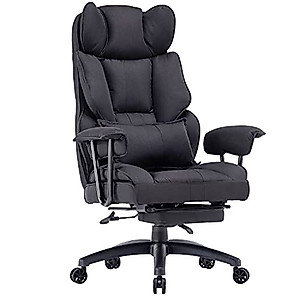 Efomao Desk Office Chair Big High Back Chair Fabric Computer Chair Managerial Executive Swivel Chair with Lumbar Support (Green) (Black)