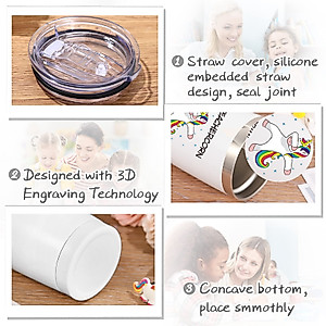 2 Pieces Teacher Unicorn Tumblers Teacher Graduation Gifts, Teacher Appreciation Gift Ideal for Teacher's Day Birthday, 20 oz Stainless Steel Travel Mugs with Lids Straws and Brushes (White)