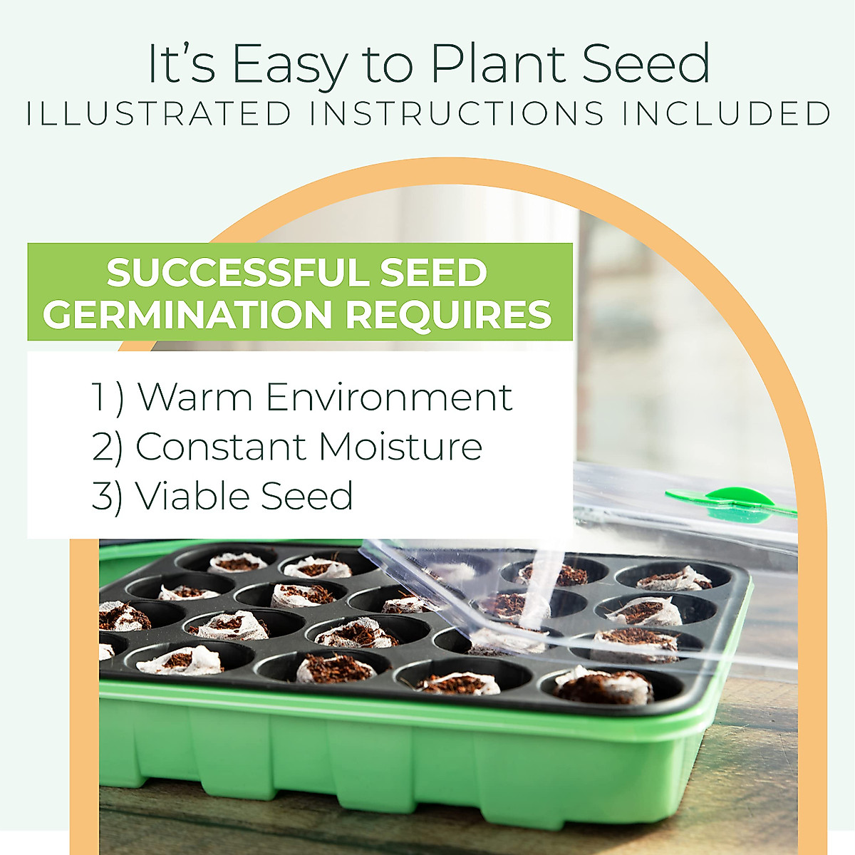 Window Garden 20 Cavity Seed Propagation Kits (2) – Complete with Fiber Soil and Ventilated Greenhouse Trays. Germinate Seeds in a Window or Under Lights for The Garden. Reusable Seedling Starter.