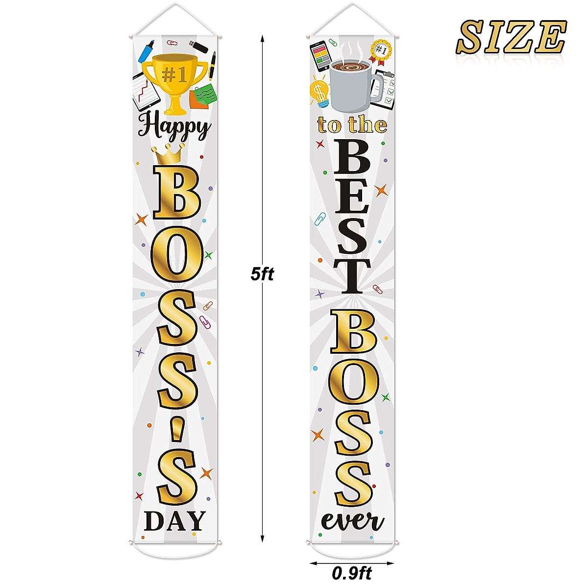 CiyvoLyeen Boss's Day Banner Happy Boss's Day Porch Signs Home Front Door Hanging Decor Boss Party Supplies Boss Day Party Decor