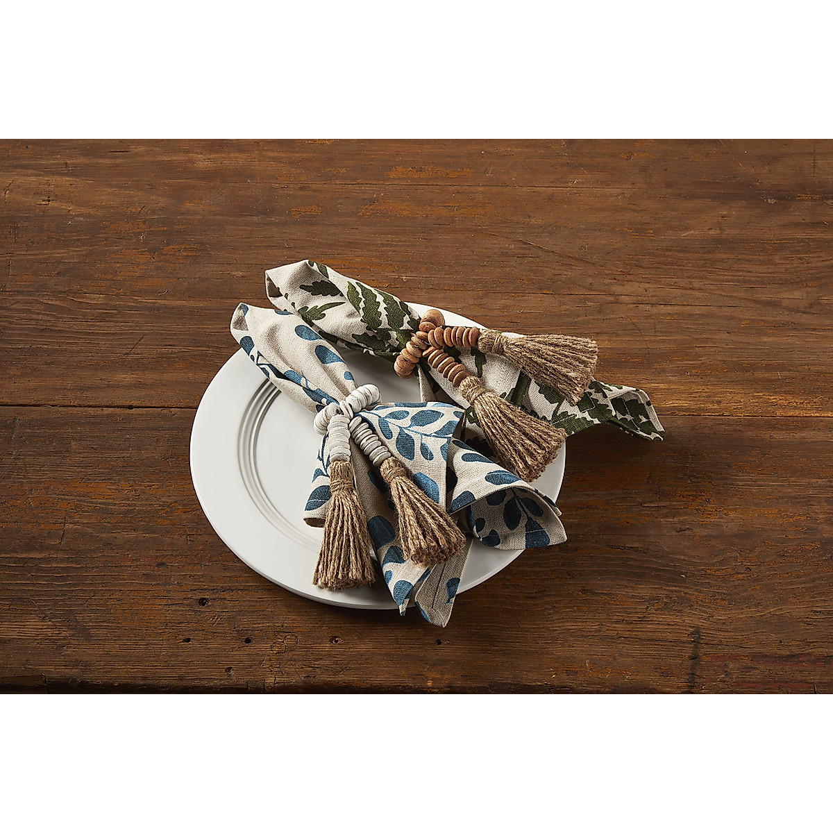 Mud Pie Leaf Napkin Set, Blue, 18" x 18"