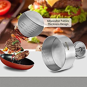 Koythin Burger Press, Adjustable Hamburger Patty Maker, Non Stick Patties Making Molds Suitable for Beef, Vegetables, Burgers and Cooking, Ideal for BBQ and Homemade Hamburger (Diameter 11.5cm)