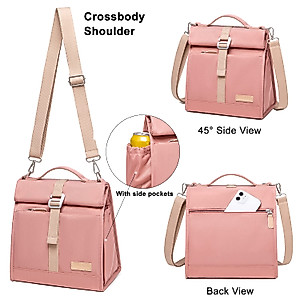 Roll Top Lunch Bag for Men & Women, Artelaris Small Portable Lunch Box Insulated Lunch Bag, School & Work Tote Lunch Bag, Boys & Girls Lunch Box Cooler with Side Pocket Lunchbag, Lunchbox, Park Picnic