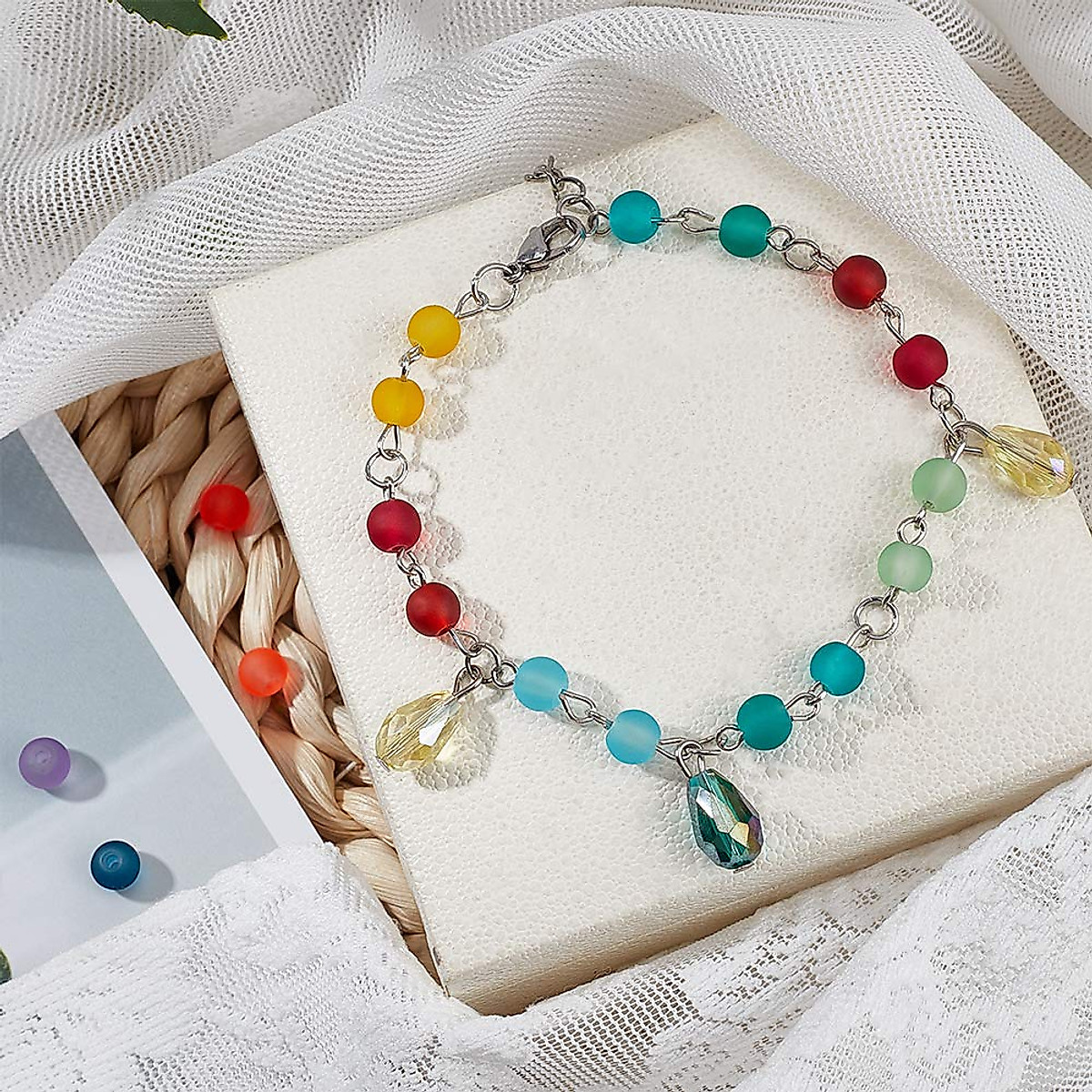 PH PandaHall 1400pcs 24 Color Frosted Glass Beads for Jewelry Making, 6mm Candy Color Frosty Beads Matte Loose Spacer Beads for Friendship Bracelets Necklace Earring Jewelry Making