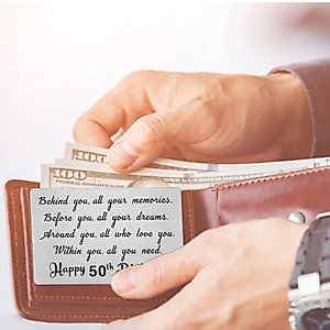 CPLJW 50th Year Old Happy Birthday Wallet Card Gifts, 50th Birthday Decorations for Women Men Engraved Funny Thoughtful Presents