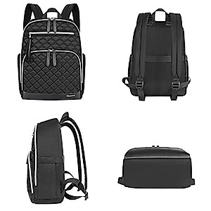 Mancro Laptop Backpack for Women, 14 Inch Laptop Backpacks for Travel, Work Casual Daypack Ladies Backpack Girls College Bookbag, 2pcs Sets, Black