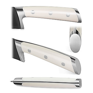 Cangshan S+ Series 1022100 German Steel Forged 2-Piece Titanium Coated Santoku Starter Knife Set with Sheaths, Vanilla White