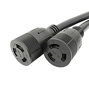 Parkworld 885187 L6-20 Y Splitter Cord for PDU and UPS 20A, 12 AWG L6-20 Plug to (2) L6-20 Receptacle, L6 Twist Lock 3-Prong 20 AMP Y Adapter Cord