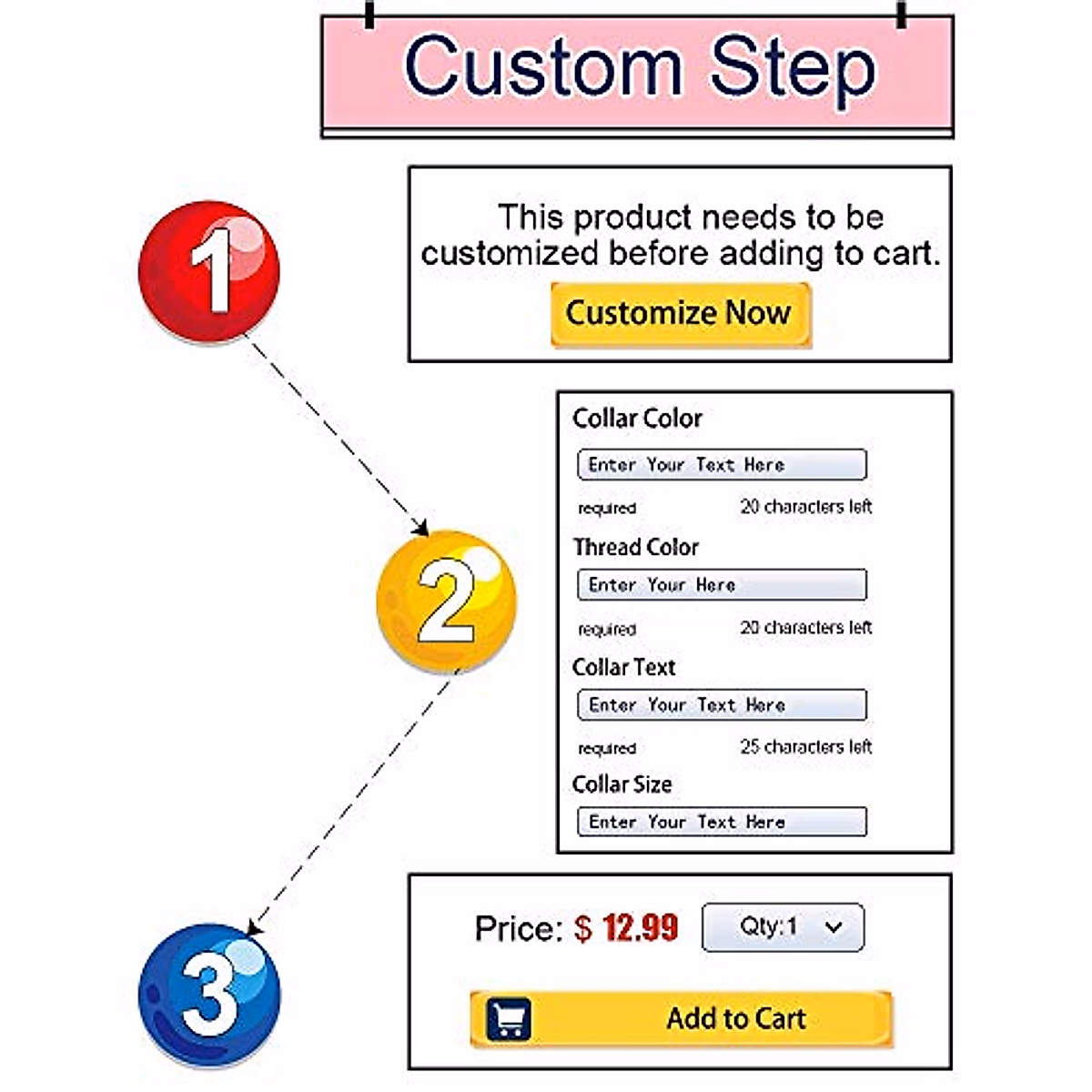 LovelyDog Embroidered Personalized ID Collar, 4 Adjustable Sizes: Extra-Small, Small, Medium, Large with Dog Name Phone#, Reflective Pet Pink Collars for Boy & Girl Dogs, X XS M L XL