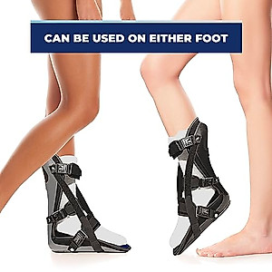 BraceOn Adjustable Night Splint - Plantar Fasciitis, Achilles Tendon, Heel Spur, and Foot Pain Relief Stretching Boot for Men and Women, Gray, Large