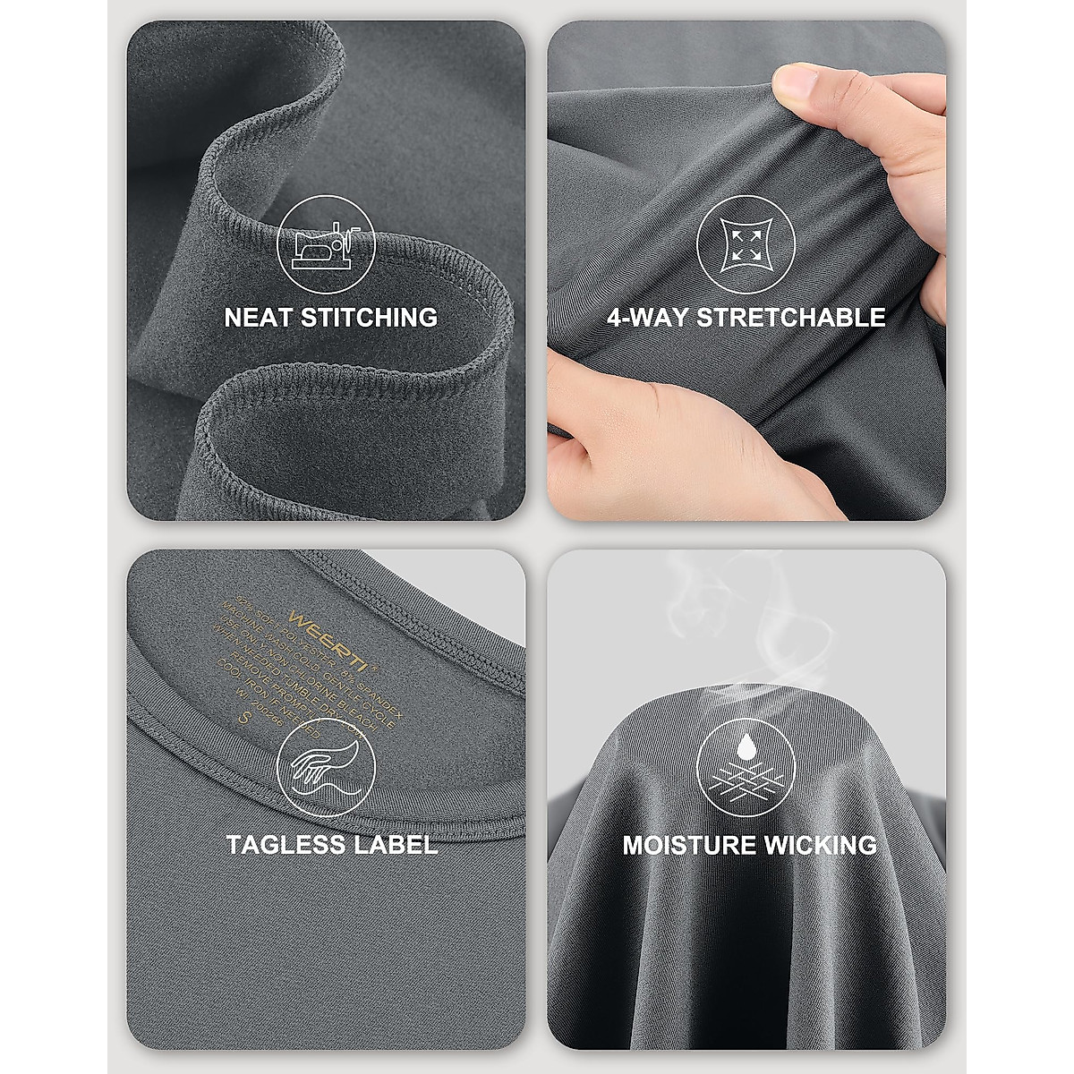 WEERTI Thermal Underwear for Men Long Johns with Fleece Lined, Base Layer Men Cold Weather Top Bottom Grey