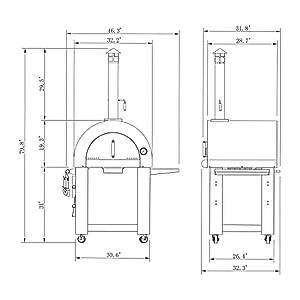 Empava 32.5" Wood Fired Pizza Oven Grill with Side Panel for Outdoor Kitchen in Stainless Steel
