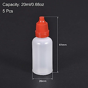 uxcell Plastic Dropper Bottles, 20ml/0.68 oz Empty Squeezable Dropper Bottle with Cap, Red, Pack of 5
