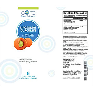 IV for Life Liposomal Curcumin by Core Med Science - 250mg - 6 Fl Oz Liquid - High Absorption Curcumin Supplement - Made in USA