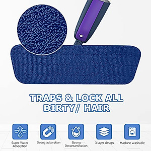 Wet Mops for Floor Cleaning- MEXERRIS Spray Mop with Spray Floor Mops with 3 Reusable Replacement Mop Pads 2 Bottle Microfiber Hardwood Floor Mops for Laminate Wood Ceramic Tiles Floor Cleaning