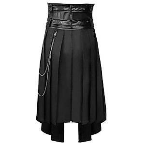 YYNS Pleated Half Skirt for Men Casual Scottish Style Solid Pocket Decorate Short Skirt Men's Kilts Irish Solid