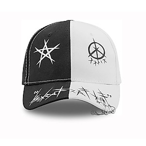 Graffiti Baseball Cap, K-pop Boys Outdoor Iron Ring Snapback Hat，Black White Hiphop Hat, Dad Hat, techwear Hat, tech Wear Cap, Trucker Hat for Men Women