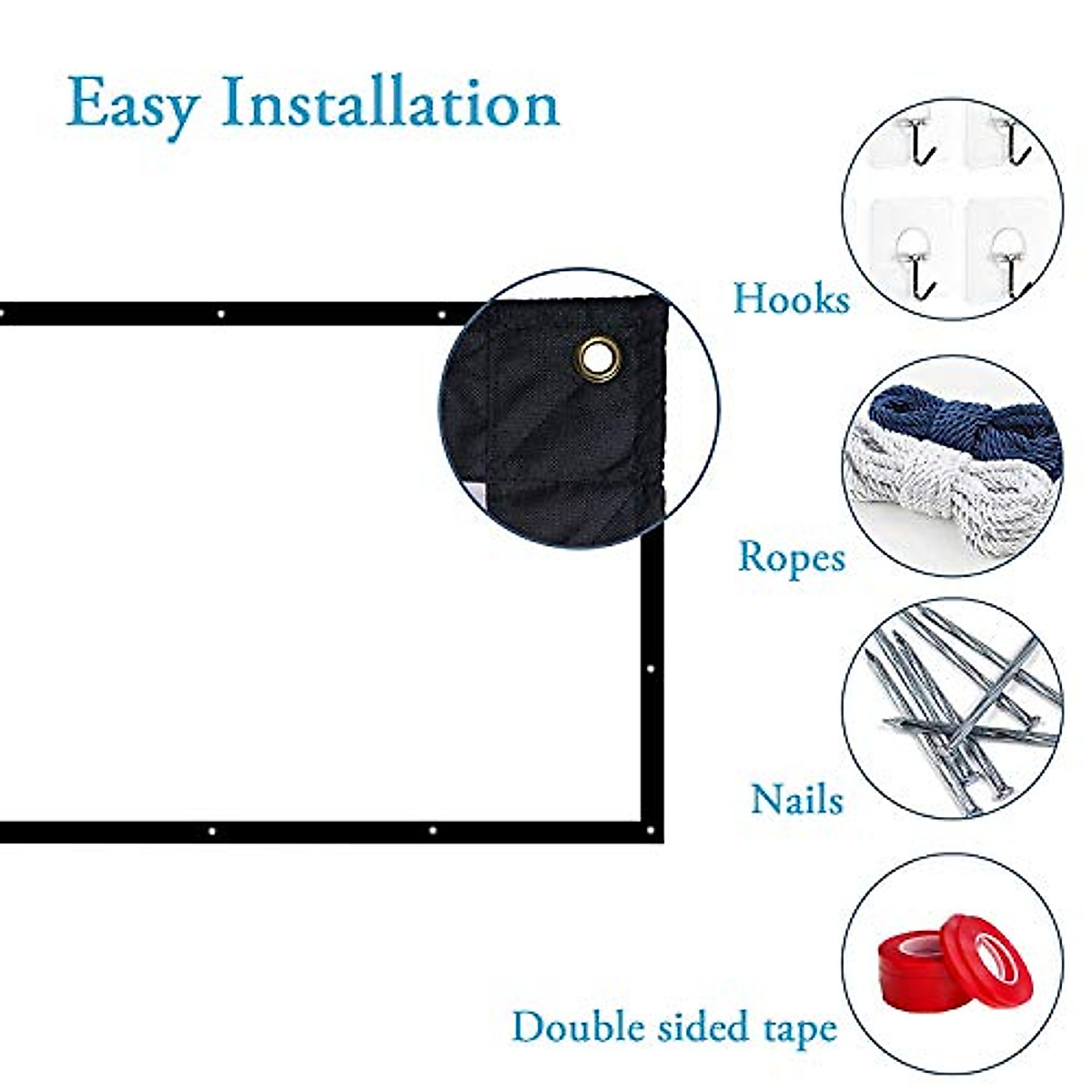 IGREAT 200 inch Portable Outdoor Projector Screen, 16:9 Folding HD Big Size Movie Screen for Home Theater Office Presentation