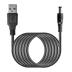 TENINYU USB 2.0 A Male to DC 5.5x2.5mm 5 Volt 24AWG DC Barrel Jack Power Cable 3FT, Black (Max 2.5 Ampere Power Cable, Center PIN Positive),2Pack