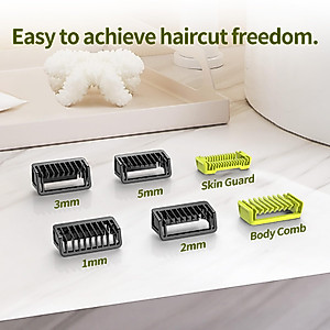 YINKE Guide Comb Body Skin For Philips OneBlade & One Blade Pro QP2520 QP2530 QP2620 QP2630 QP6510 QP6520 Face Hair Clippers Beard Trimmer Replacemen Pack Kit (6pc)