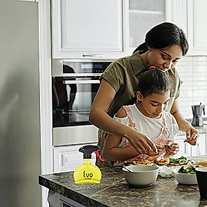 Evo Oil Sprayer Evo Glass Trigger Sprayer Bottle, Non-Aerosol for Olive Cooking Oils, 6-Ounce Capacity, 6 oz, Yellow/Black/Red