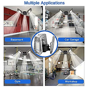 Garage Lighting,80W Garage Lights Ceiling LED,Close to Ceiling Garage Light Fixture,9000 Lm 5000K Super Bright LED Garage Lights with 3 Leaf LED Lights for Garage Barn Basement Workbench