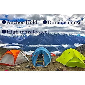 8 Pack Tent Stakes Heavy Duty 12 inch Steel Tent Pegs for Camping Unbreakable and Inflexible