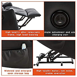 Electric Power Lift Chair Recliner Sofa for Elderly Massage Chair, Adjustable Furniture with Vibration Massage and Lumbar Heated,Remote Control,USB Ports for Living Room (Black, Leather)