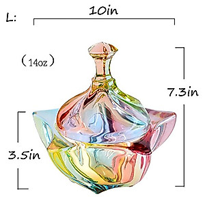 CHOOLD Luxury Colorful Star Shaped Crystal Candy Jar with Lid,Clear Glass Apothecary Jar Wedding Candy Buffet Jar Food Jar (7oz/14oz)