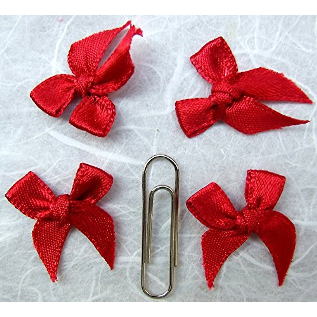 100 Assorted Tiny Satin Ribbon Rose Bows Christmas Style Diameter 10 mm. Tiny Embellishment Craft Artificial Applique Wedding