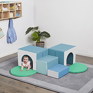ECR4Kids SoftZone Corner Tunnel Maze Foam Climber, Indoor Active Play Structure for Babies and Toddlers, Soft Obstacle Course for Playrooms and Classrooms - Contemporary