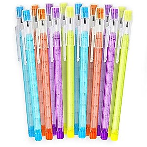 Emraw No 2 HB Translucent Pencils Multipoint Non-Sharpening Stackable Pencil with Matching Eraser (Pack of 16) - for Girls, Kids, Students, Teachers, Office