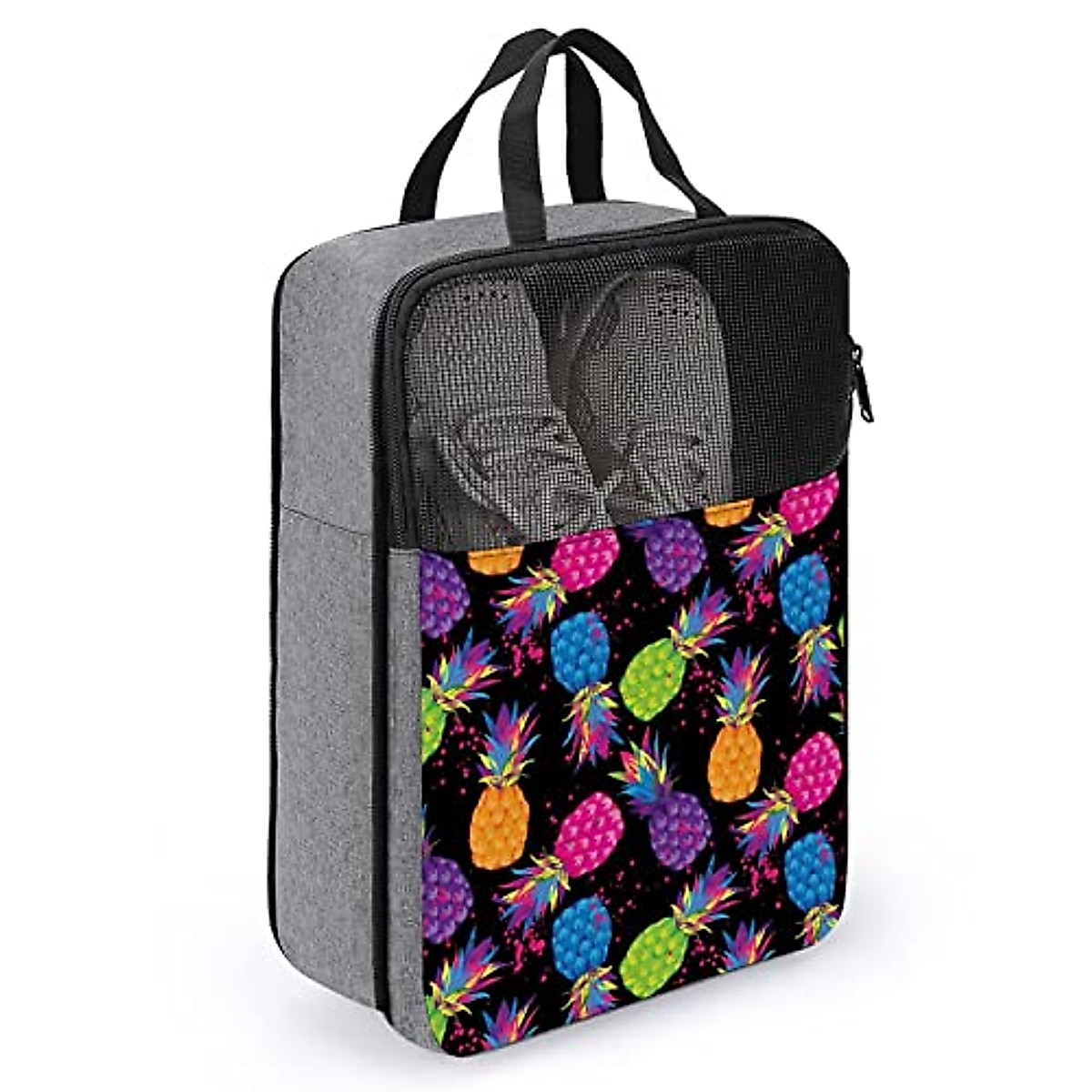 Frcavbin Bright Tropical Pineapple Exotic Fruit Travel Shoe Bag Shoes Carrier with Handle and Zipper Foldable Shoe Puches Organizer for Home storage School starts