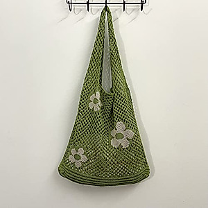 Hobo bag for women contrast color large capacity tote bag shoulder bag women's trendy knitted bag(Light green)