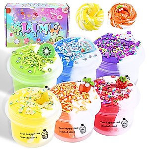 6 Pcs Butter Slime Kit, Two-tone Ice Cream DIY Slime Kit for Girls and Boys, Soft & Non-stick Stress Relief Toy, Kids Education Party Favor, Idea Gift for Birthday Easter Christmas New Year 830