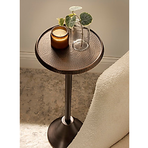 Kate and Laurel Sanzo Decorative Modern Pedestal Side Table for Use as Indoor Plant Stand or Bedroom Nightstand, 9x9x23, Bronze