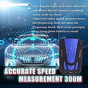 New Radar Detector, Driving Aids with Mute Memory, City/Highway Mode, Long Range Detection, Led Display, Ideal Gift for Cars （Blue）