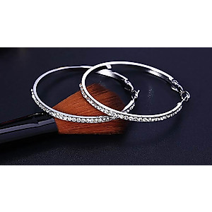 Cocadant 4 Pairs CZ 50mm Big Hoop Earrings Set for Women,Hypoallergenic Gold Hoop Earrings Silver Hoop Earrings Black Hoop Earrings for Women