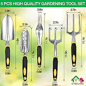 Garden Tool Set, 5 Piece Garden Tools, Garden Kit Heavy Duty Gardening Tool, Ergonomic Handle Shovel Rake Shears Sickle Digging Hoes Tool Kit for Women Men Gardener, Garden Starter Kit Gifts for Women