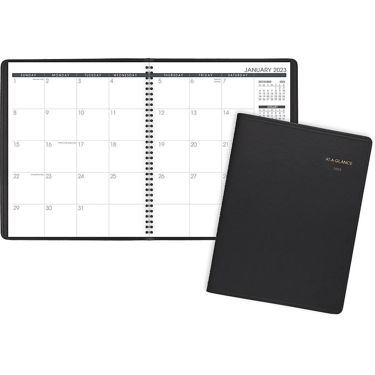 AT-A-GLANCE 2023 Monthly Planner, 9" x 11", Large, 15 Months, Black (7026005)