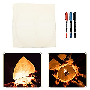 Sewroro 1 Set Chinese Paper Lanterns Oval Shaped Chinese Lanterns to Release in Biodegradable Floating Memorial Lanterns for Weddings Party Festivals Memorials and More with 3 Pens