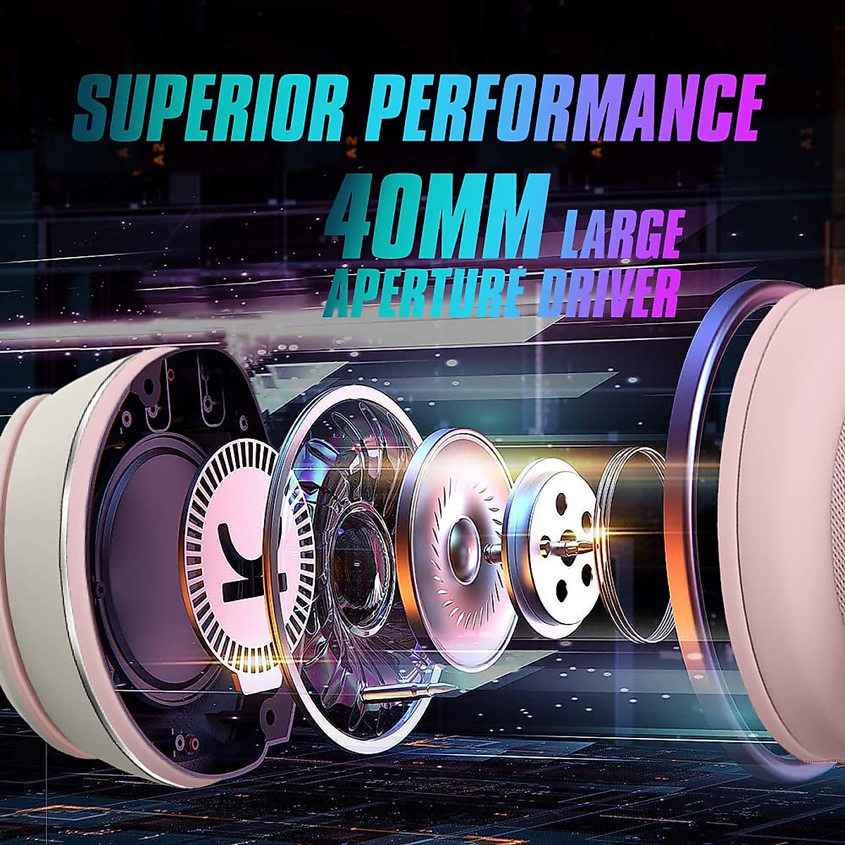 Mokata Gaming Headphone Wired USB Connect 7.1 Surround Stereo Over Ear Cat LED Light Fit Adult & Kid Foldable Headset with Mic for PC PS4 PS5 Game Laptop Pad H03 Cyan Beige White