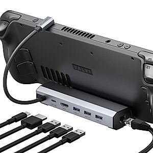 JSAUX Docking Station for Steam Deck/ROG Ally/Legion Go/MSI Claw, 6-in-1 Steam Deck Dock with HDMI 4K@60Hz, Gigabit Ethernet, 3 USB-A 3.0 and 100W Charge, Compatible with Steam Deck OLED-HB0603