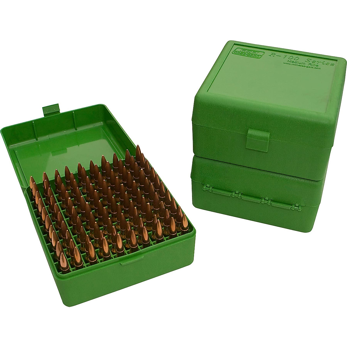 MTM Case-Gard RM-100 Series Medium Rifle Ammo Box, 100 Round, Green, 3.05-Inch