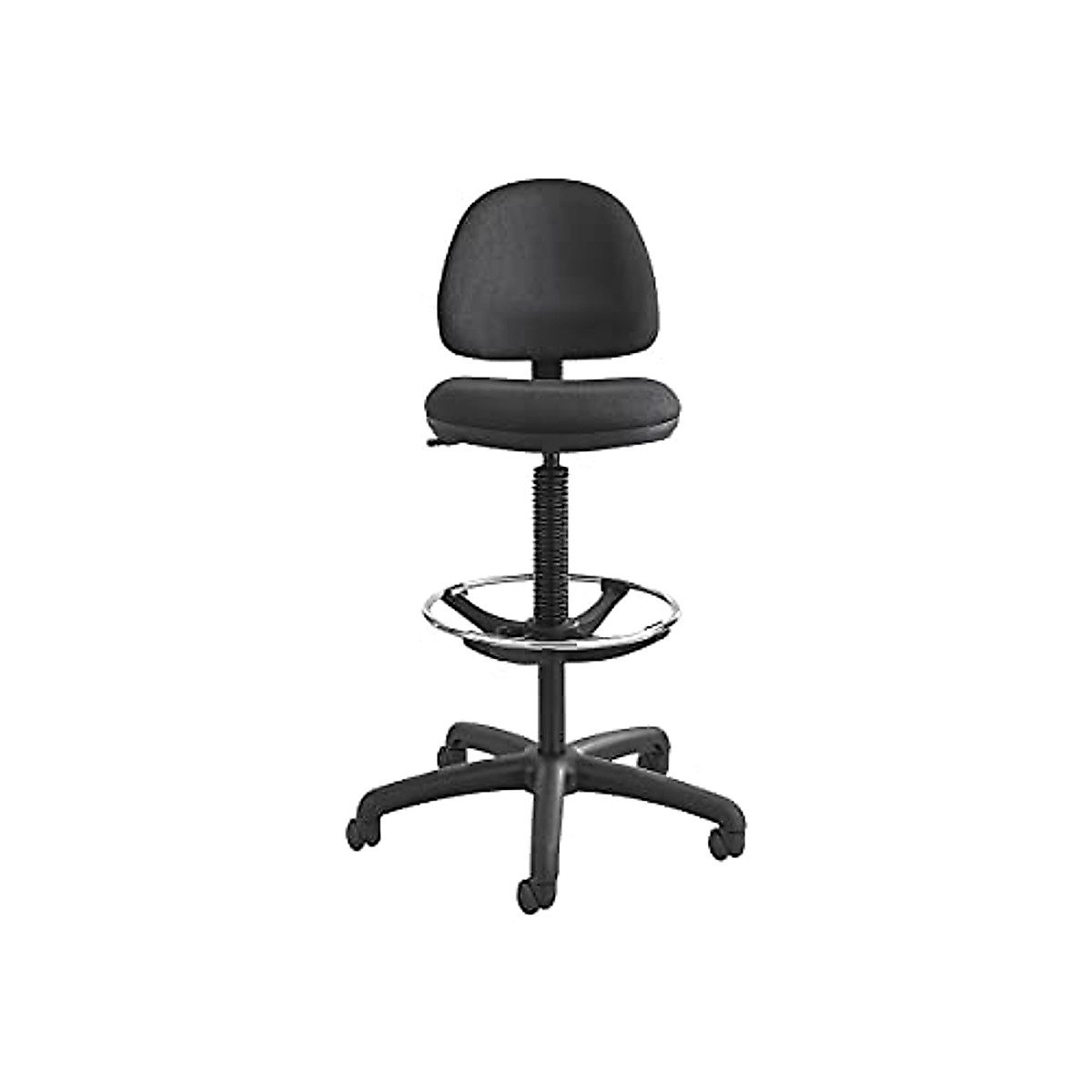 Safco 3401Bl Precision Extended Height Swivel Stool W/Adjustable Footring Black Fabric
