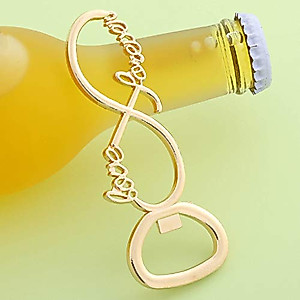 Yuokwer 24 PCS Upgrade Love Beer Bottle Opener Wedding Party Favor Bottle Opener for Baby Shower Favor Bridal Shower Party Supplies Wedding Souvenir Gift Decorations(Gold Love Forever, 24)