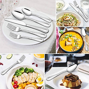 Homikit 77-Piece Silverware Set with Steak Knives and Serving Utensils, Stainless Steel Flatware Cutlery Set for 12, Modern Eating Utensil Tableware Sets with Pearled Edge, Include Knife Spoon Fork