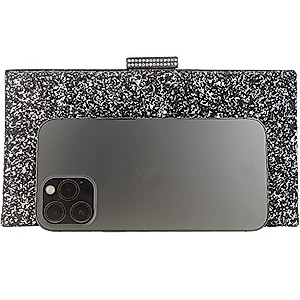 Large Glitter Clutch Evening Handbag for Party Women's Sparkling Clutch Purse Black